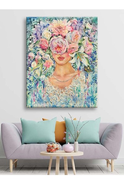Voovart Çiçekli Kadın Dekoratif Kanvas Tablo - VOOV2294 Voovart Çiçekli Kadın Dekoratif Kanvas Tablo - VOOV2294