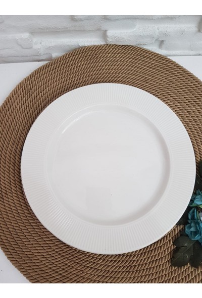 Gülün Mağazası Porselen Çizgili Servis Tabağı 6 Kişilik Gülün Mağazası Porselen Çizgili Servis Tabağı 6 Kişilik