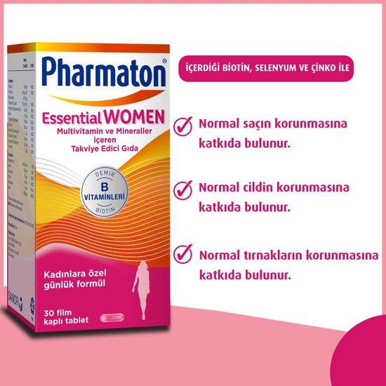 Pharmaton Essential Women 30 Tablet - Biotin, Demir, Vitamin Fiyatı