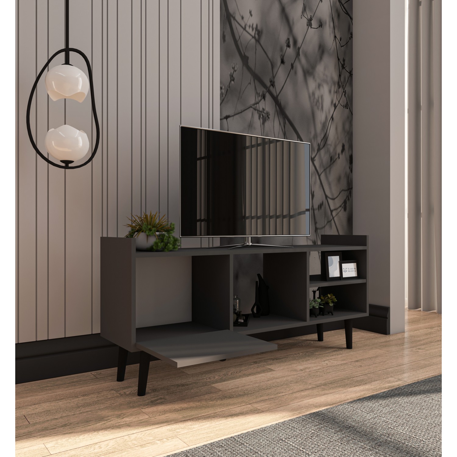 VM VERTEX MOBİLYA Leo Tv Ünitesi Antrasit Televizyon Konsolu Fiyatı