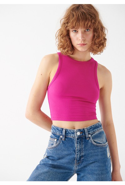 Mavi Fuşya Crop Top