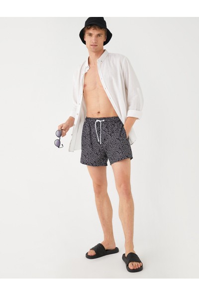 Koton Desenli Deniz Şortu Beli Bağcıklı