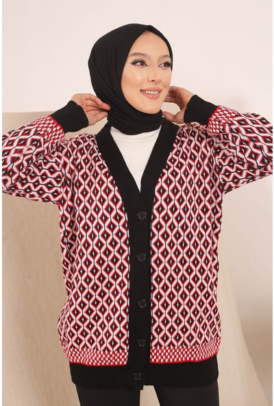 İmaj Butik Siyah Kadın Düğmeli Desenli Triko Hırka İmaj Butik Siyah Kadın Düğmeli Desenli Triko Hırka