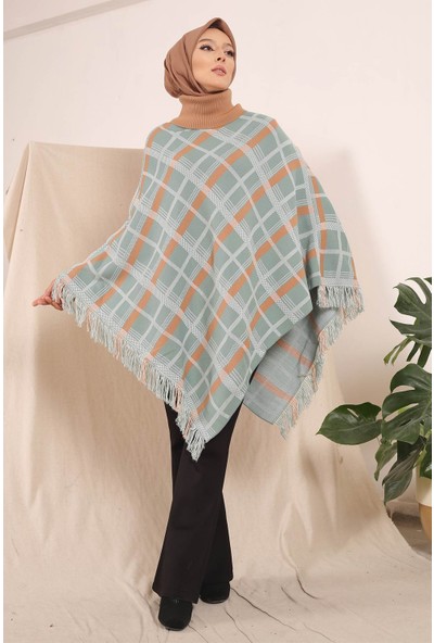 İmaj Butik Vizon Kadın Boğazlı Desenli Etek Ucu Püsküllü Triko Panço İmaj Butik Vizon Kadın Boğazlı Desenli Etek Ucu Püsküllü Triko Panço