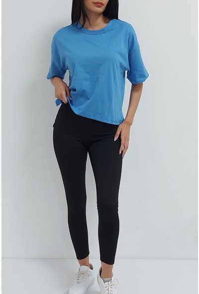 Moda Uray Basic Tişört Mavi Moda Uray Basic Tişört Mavi