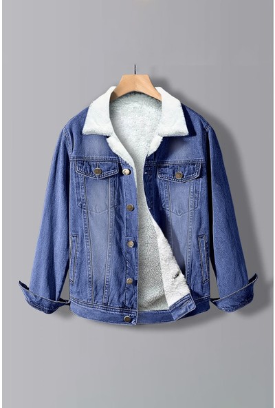 Blm Women Erkek Içi Kürklü Slim Fit Kot Ceket