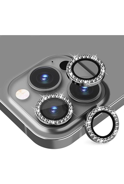 Hgüneyli Lens Koruyucu Apple iPhone 13 Pro Uyumlu Kamera Koruyucu Gümüş Taşlı Hgüneyli Lens Koruyucu Apple iPhone 13 Pro Uyumlu Kamera Koruyucu Gümüş Taşlı
