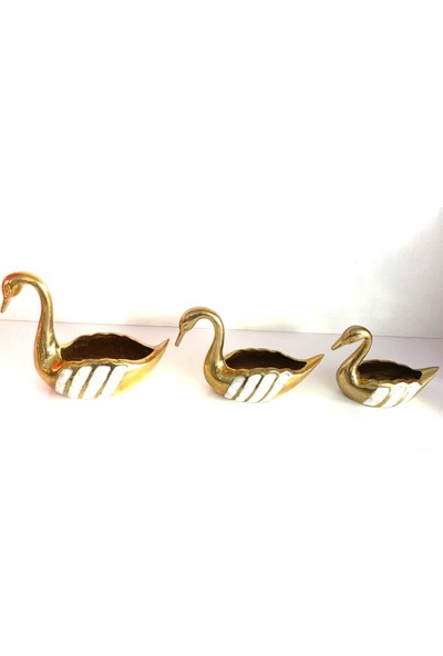 Kirvemantik Pirinç Kuğu Şekerlik 3'lü