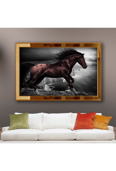 DB Sanat Ahal Teke Atı Aynalı Çerçeveli Duvar Sanatı Kanvas Tablo 80 x 110 cm DB Sanat Ahal Teke Atı Aynalı Çerçeveli Duvar Sanatı Kanvas Tablo 80 x 110 cm