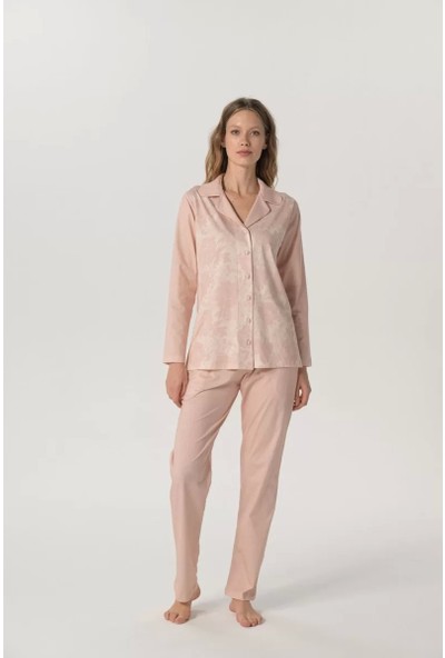 Pijadore Yakalı Pijama Takımı-Yavruağzı