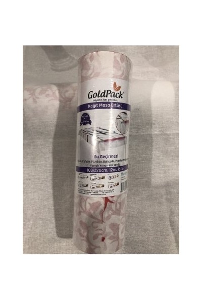 Goldpack Masa Örtüsü Laminasyonlu Su ve Yağ Geçirmez 100 x 120 cm 12M Rulo Goldpack Masa Örtüsü Laminasyonlu Su ve Yağ Geçirmez 100 x 120 cm 12M Rulo