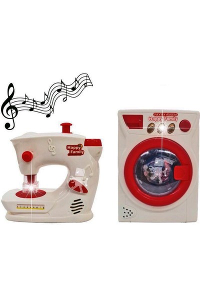 Sole Işıklı, Sesli Happy Family, Oyuncak Dikiş ve Çamaşır Makinesi 2'li Set Sole Işıklı, Sesli Happy Family, Oyuncak Dikiş ve Çamaşır Makinesi 2'li Set