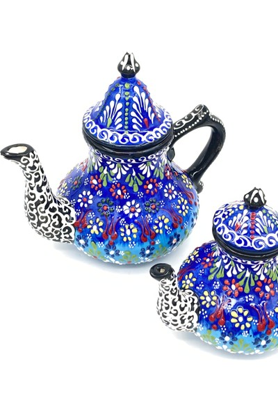 Dekoratif El Işlemesi Seramik Çini Çaydanlık Seti Dekoratif El Işlemesi Seramik Çini Çaydanlık Seti