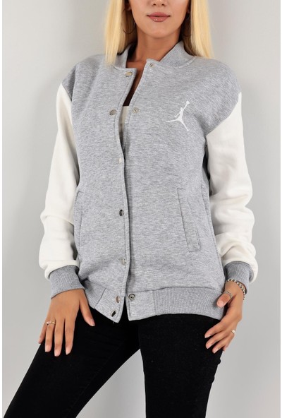 Atsy Nakışlı Iki Iplik Kolej Ceket Gri