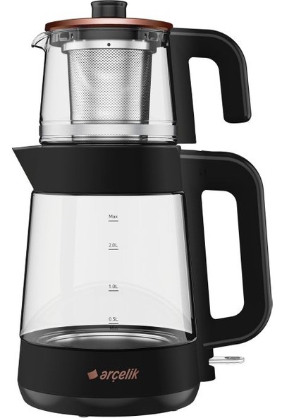 Arçelik 1900W, 2000ML, Çift Cam Siyah Çay Makinesi Arçelik 1900W, 2000ML, Çift Cam Siyah Çay Makinesi