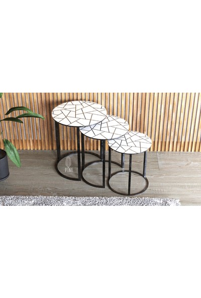 Pine Siyah Metal C Zigon Sehpa