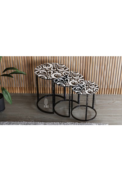 Pine Siyah Metal C Zigon Sehpa