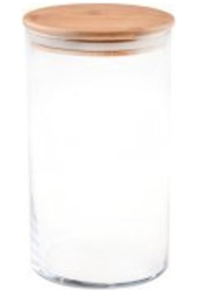 Cam Saklama Kabı Bambu Kapaklı Büyük Boy Cam Saklama Kabı Bambu Kapaklı Büyük Boy