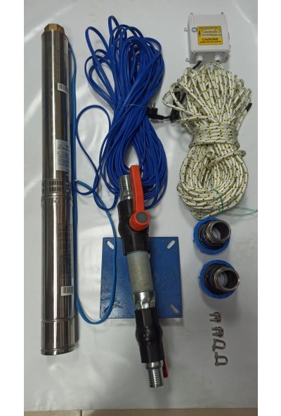 4SDM10/14 3hp Alarko 25 mt Yassı Kablolu ve Panolu 50 mt Halatlı Çift Vanalı Akıtma Başlıklı Monofaze Takım Dalgıç Pompa 4SDM10/14 3hp Alarko 25 mt Yassı Kablolu ve Panolu 50 mt Halatlı Çift Vanalı Akıtma Başlıklı Monofaze Takım Dalgıç Pompa