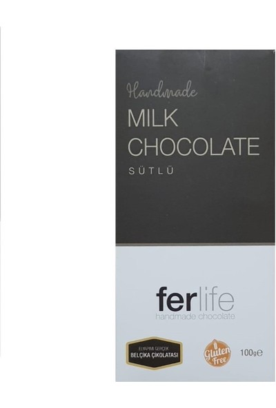 Ferlife Glutensiz El Yapımı Sütlü Belçika Çikolatası 100 gr