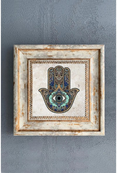 Çerçeveli Taş Desenli Duvar Dekoru Fatma Ana Eli Çerçeveli Taş Desenli Duvar Dekoru Fatma Ana Eli