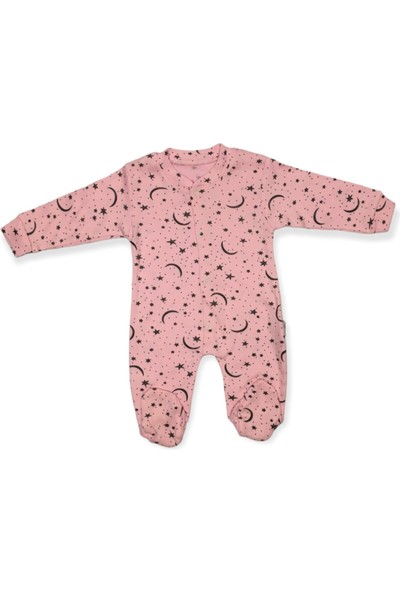Nayinom Ay Yıldız Desenli Kız Bebek Tulum Pembe