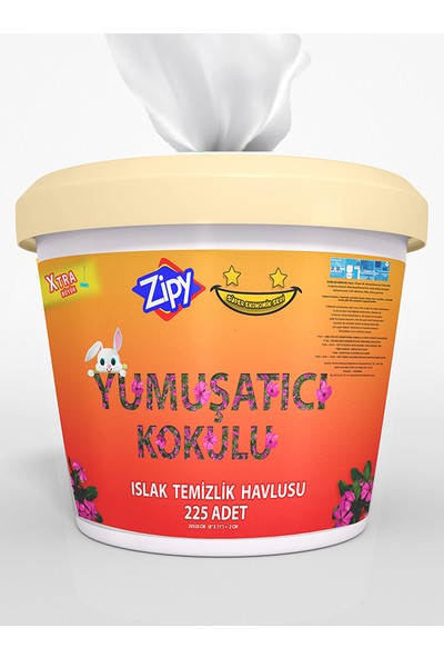 Zipy Yumuşatıcı Kokulu Islak Kova Mendil Süper Ekonomik Seri 225'li Zipy Yumuşatıcı Kokulu Islak Kova Mendil Süper Ekonomik Seri 225'li