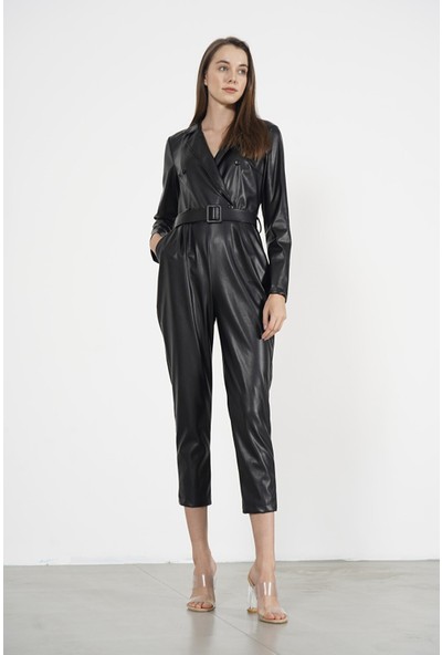 Kemerli Deri Tulum Siyah Kemerli Deri Tulum Siyah