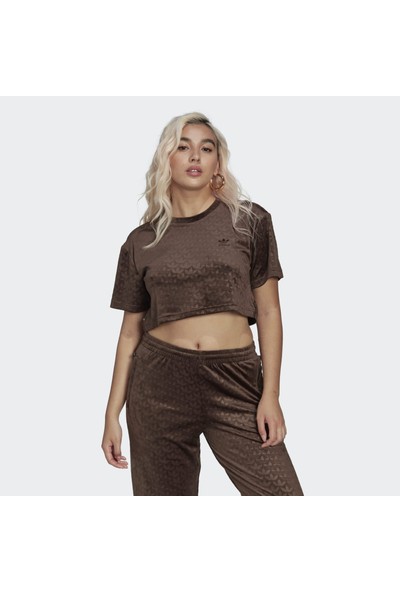 Adidas Embossed Monogram Kadın Kahverengi Tişört (HL9110)