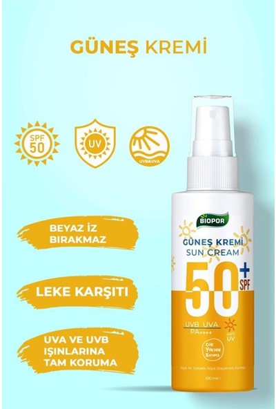 Biopor Güneş Kremi Leke Karşıtı Uva Uvb Yüksek Koruyucu +50SPF 100 ml Biopor Güneş Kremi Leke Karşıtı Uva Uvb Yüksek Koruyucu +50SPF 100 ml