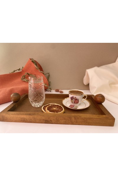 Homeyandlovey Koyu Meşe Masif Yuvarlak Kulplu Tepsi Homeyandlovey Koyu Meşe Masif Yuvarlak Kulplu Tepsi