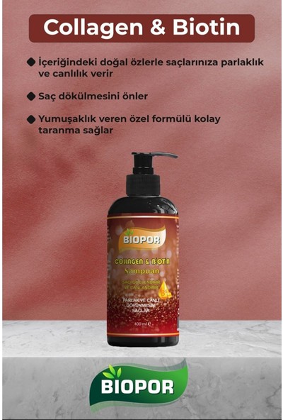 Biopor Biotin Collogen Saç Bakım Şampuanı Komple Bakım 400 ml Biopor Biotin Collogen Saç Bakım Şampuanı Komple Bakım 400 ml