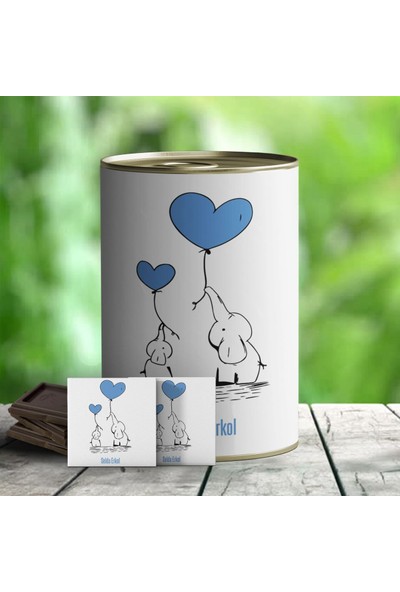 Kişiye Özel Mavi Fil Tasarımlı Çikolata Konservesi Kişiye Özel Mavi Fil Tasarımlı Çikolata Konservesi