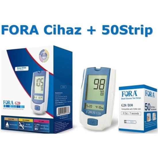 Fora G20 Şeker Cihazı + 50 Adet Ölçüm Strip / Çubuğu + 100 Fiyatı