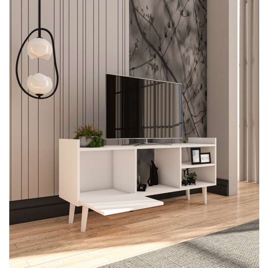 VM VERTEX MOBİLYA Leo Tv Ünitesi Beyaz Televizyon Konsolu Fiyatı