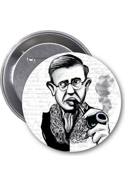 Jean-Paul Sartre Karikatür Rozet