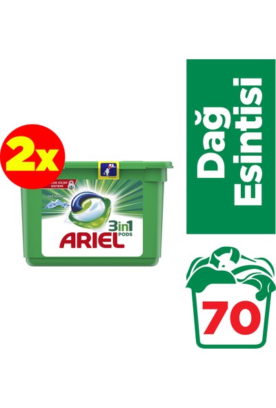 Ariel Pods 2 x 35 Yıkama (70 Yıkama) Sıvı Çamaşır Deterjanı Kapsülü Dağ Esintisi Beyazlar İçin Ariel Pods 2 x 35 Yıkama (70 Yıkama) Sıvı Çamaşır Deterjanı Kapsülü Dağ Esintisi Beyazlar İçin