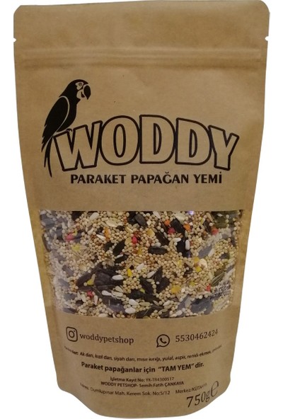 Woddy Paraket Papağan Yemi 750 gr Woddy Paraket Papağan Yemi 750 gr
