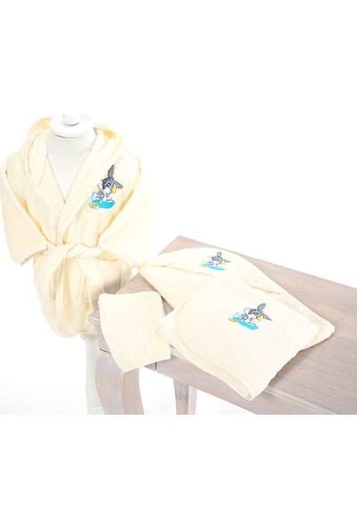 Özdilek Lisans Nakışlı Bambu Bebek Seti Bugs Bunny Krem