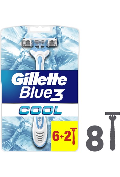Gillette Blue3 Cool Serinletici 8'li Tıraş Bıçağı Gillette Blue3 Cool Serinletici 8'li Tıraş Bıçağı