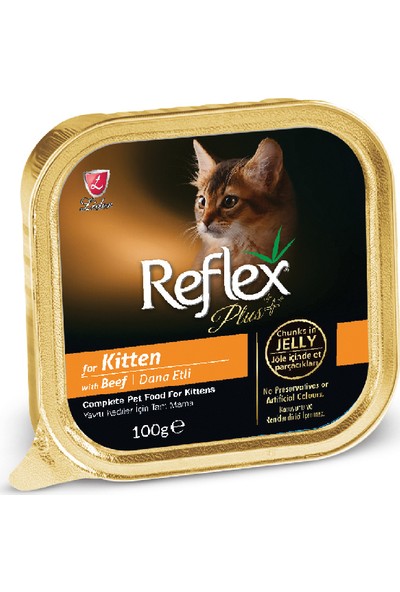 Reflex Plus Jöle İçinde Dana Eti Parçacıklı Yaş Yavru Kedi Maması 100 gr Reflex Plus Jöle İçinde Dana Eti Parçacıklı Yaş Yavru Kedi Maması 100 gr
