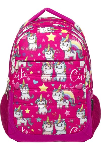 Ümit Çanta Cennec Pembe Tek Boynuzlar Kız Çocuk Ilk ve Ortaokul Sırt Çantası