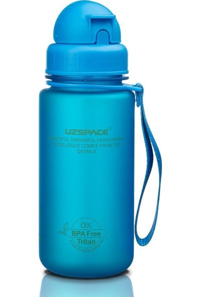Uzspace 400 ml Tritan Mavi Çocuk Matarası - Silikon Pipet Ağızlık