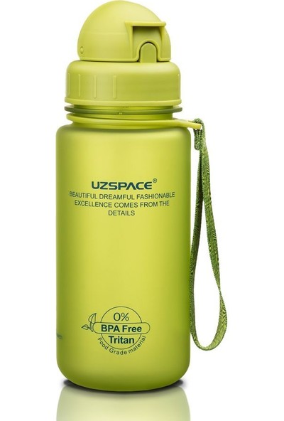 Uzspace 400 ml Tritan Yeşil Çocuk Matarası - Silikon Pipet Ağızlık Uzspace 400 ml Tritan Yeşil Çocuk Matarası - Silikon Pipet Ağızlık