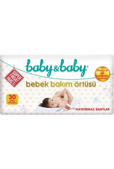 Baby & Baby Kaydırmaz Bantlı Bebek Bakım Örtüsü 30 Kullanım 60 x 60 cm Baby & Baby Kaydırmaz Bantlı Bebek Bakım Örtüsü 30 Kullanım 60 x 60 cm