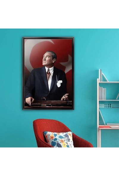 Dekorme Siyah Çerçeveli Atatürk 64 Kanvas Tablo Dekorme Siyah Çerçeveli Atatürk 64 Kanvas Tablo