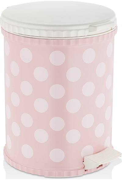 Özmet Puantiyeli Büyük Boy Çöp Kovası - Pembe