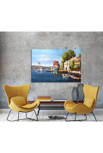 Tablosan Yağlıboya Istanbul Boğaz-Yalılar Kanvas Tablo Tablosan Yağlıboya Istanbul Boğaz-Yalılar Kanvas Tablo
