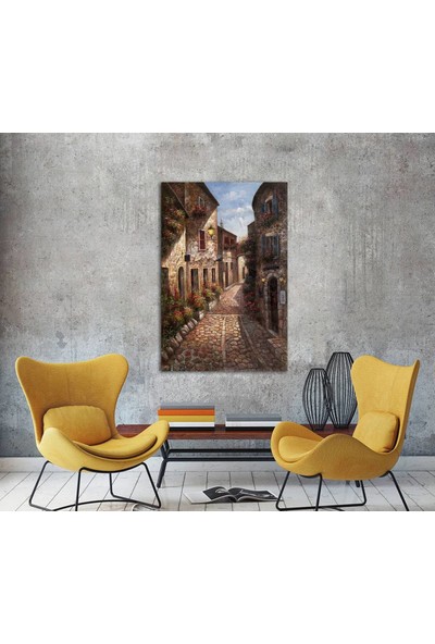 Tablosan Yağlıboya Venedik Taş Evler Kanvas Tablo