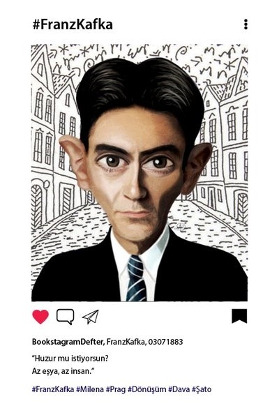 Franz Kafka (Karikatür) - Bookstagram Defter